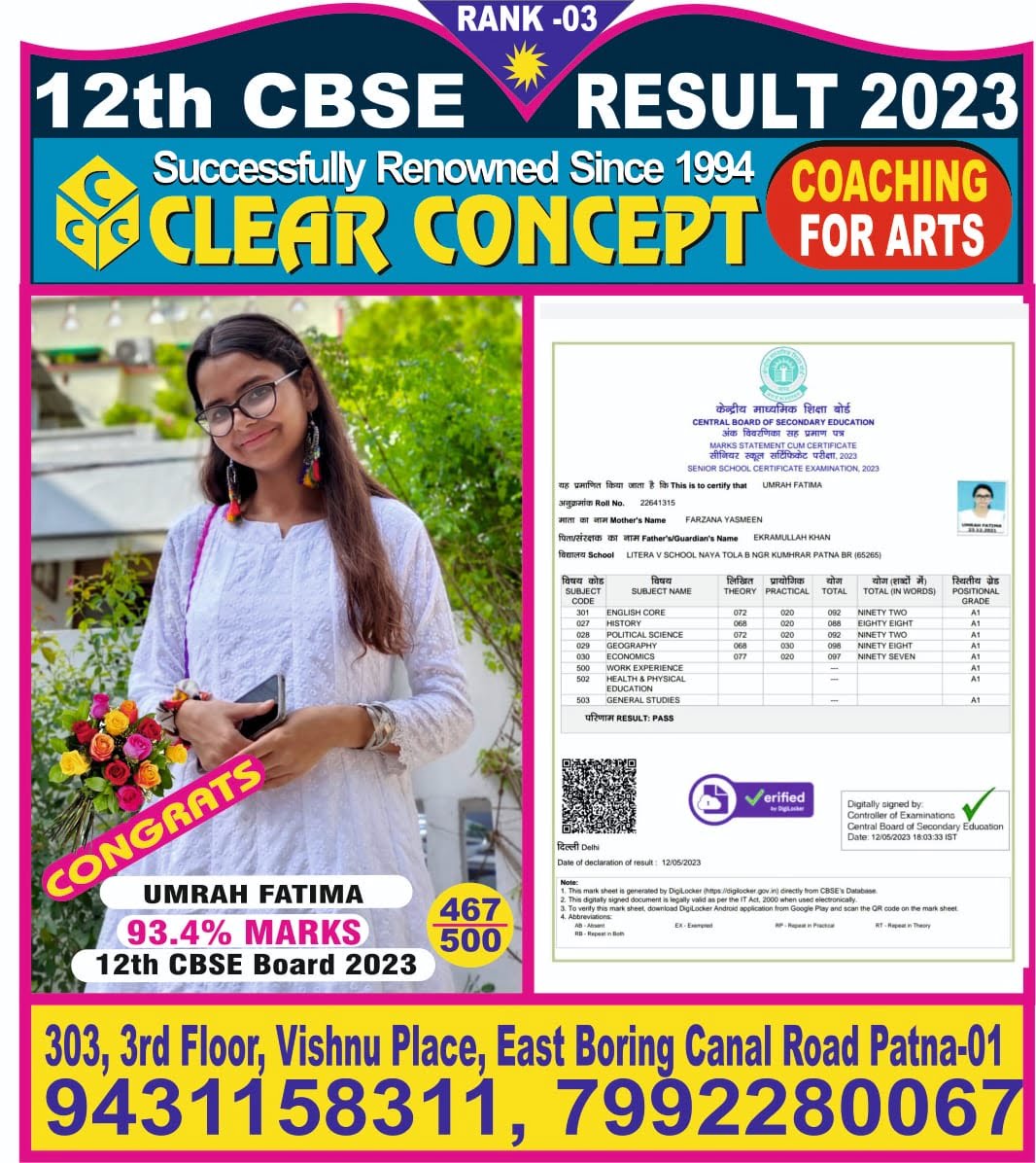 Our Toppers – Best Arts Coaching in Patna